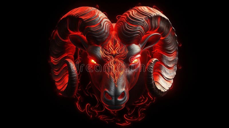 Fiery Aries Ram Symbol Ai Generated Stock Illustration - Illustration ...