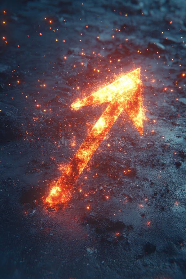 Fiery Arrow Glowing on Dark Surface, Creating a Stunning Visual Effect ...
