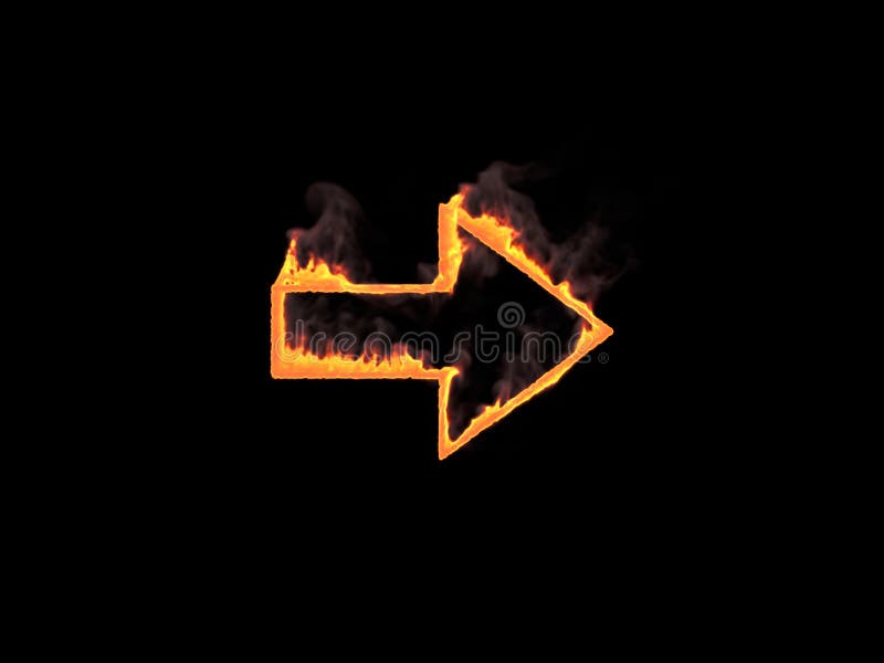 Fiery Arrow Pointing Down with Smoke. 3d Rendering. Digital ...