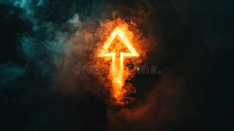 Fiery Arrow Symbol in Smoky Background - Dynamic Graphic Design Element ...