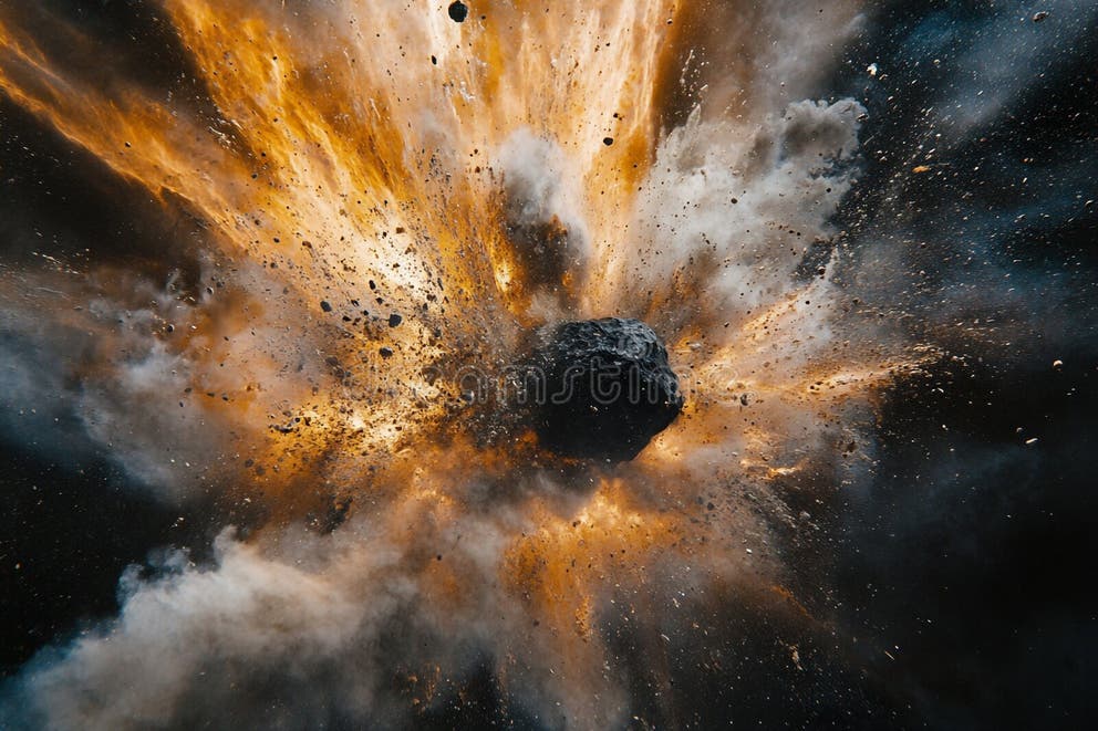 Fiery Asteroid Impact Intense Explosion Cosmic Debris Dramatic Event ...