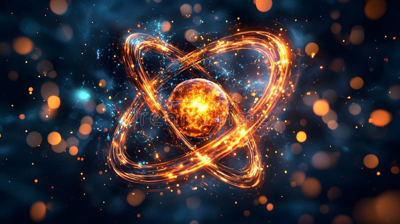 Fiery Atomic Structure Energy Science Plasma Power Cosmos AI Generated ...