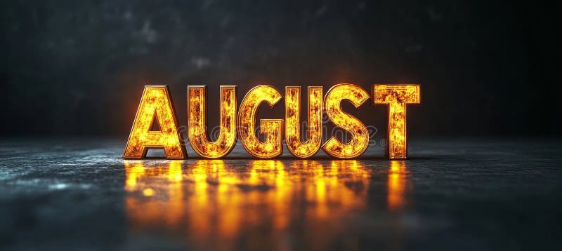 Fiery August Text Illuminated Summer Month Banner on a Grungy ...