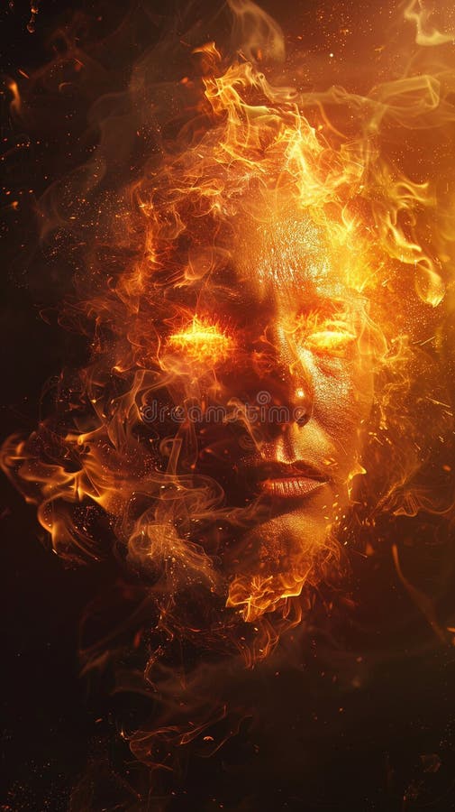A Fiery Aura Surrounding a Stoic Face Representing Resilience in ...