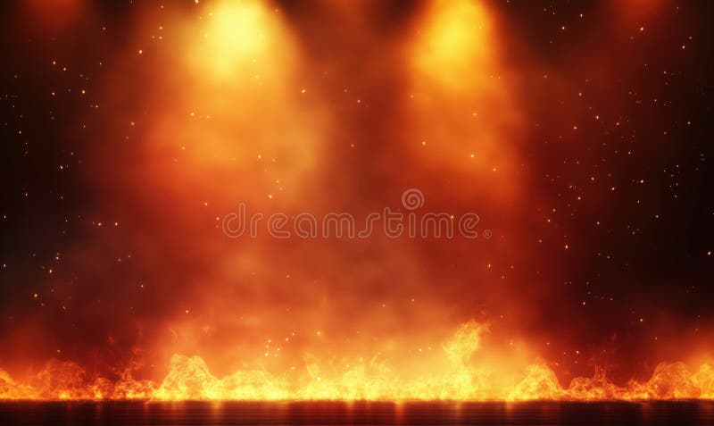 Fiery Background with Dramatic Lighting and Sparkling Effects for Stage ...