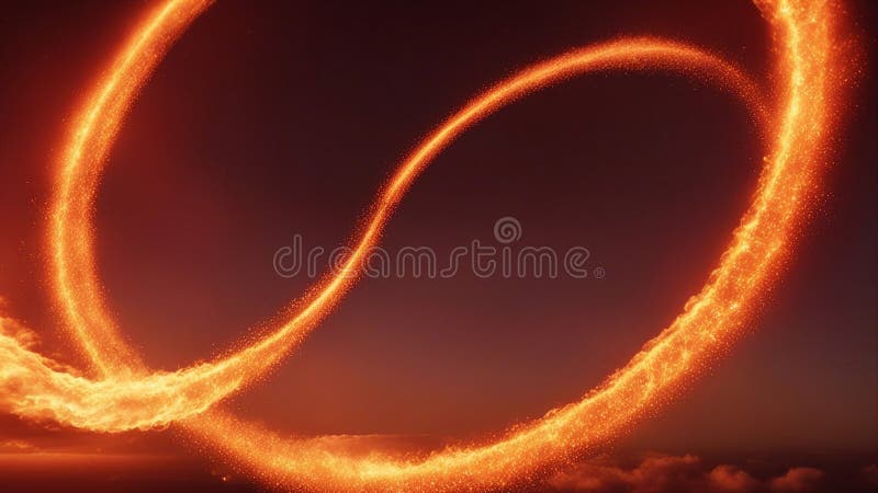 Fiery Background Loop a Blazing Ring of Fire in the Sky, Signaling the ...