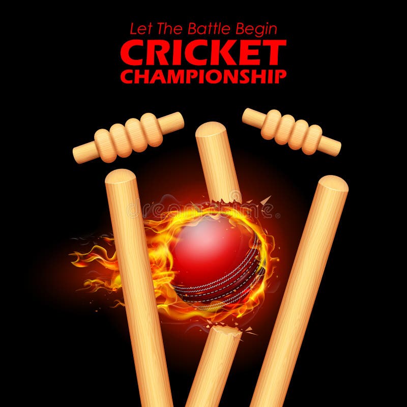 Cricket Ball on Fire stock vector. Illustration of design - 67747884