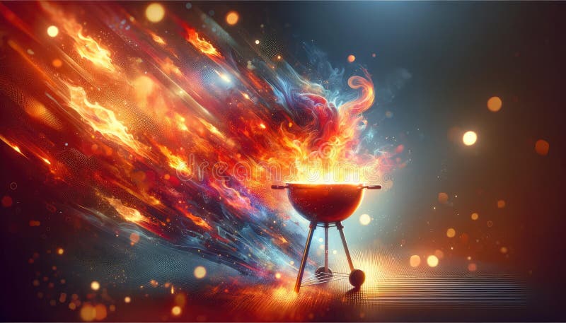 Fiery Barbecue Grill with Explosive Flames Concept, AI Generated Stock ...