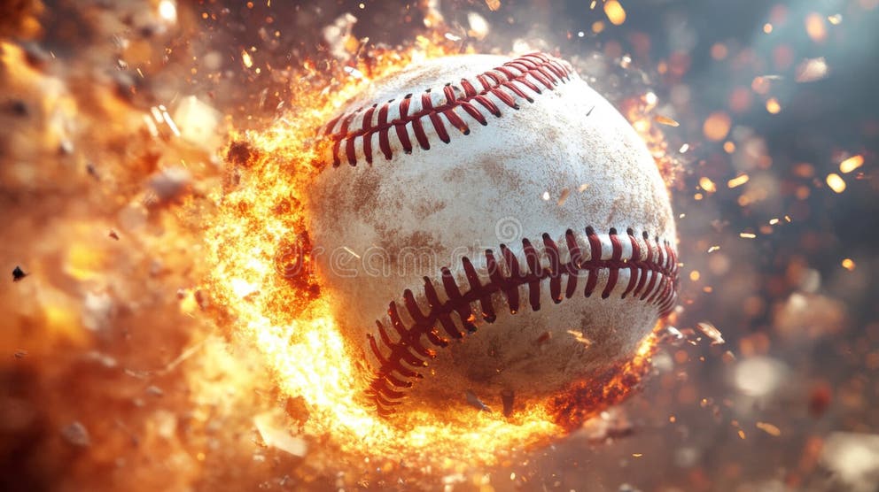 Fiery Baseball Explosion stock illustration. Illustration of explosion ...
