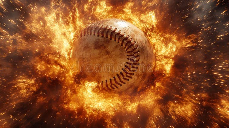 Fiery Baseball Explosion: Intense Flames and Sparks Stock Illustration ...