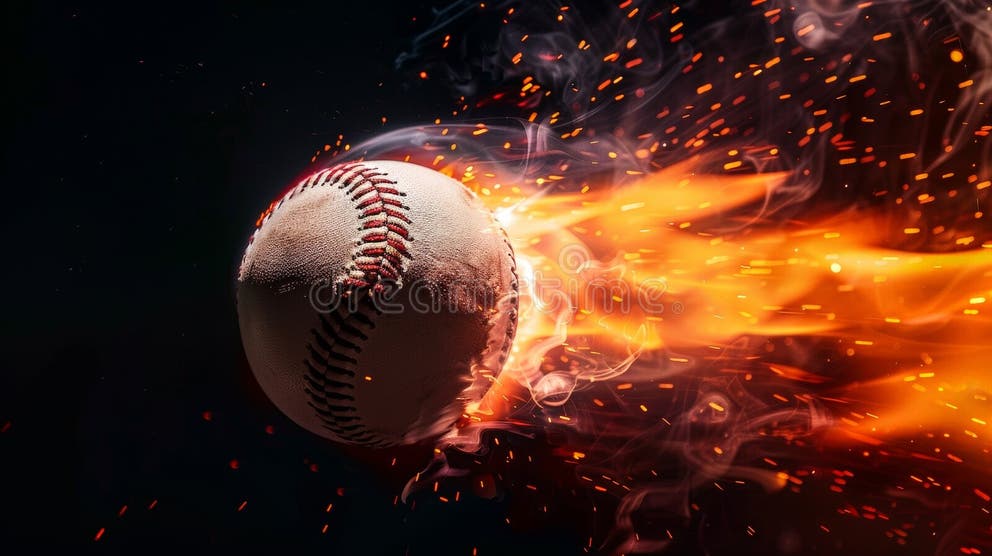 Fiery baseball in motion stock illustration. Illustration of fire ...