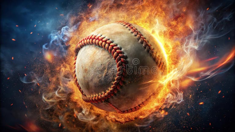 Fiery Baseball in Motion a Dramatic Image of a Burning Ball. Generative ...