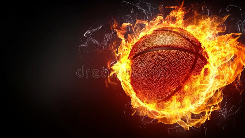 Fiery Basketball on Black Background a Dynamic Close-up of a Basketball ...