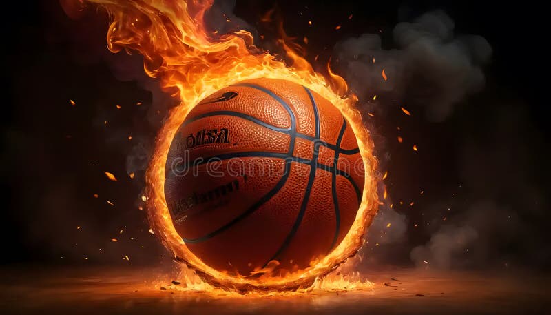 Fiery Basketball: a Blaze of Glory on the Court Stock Illustration ...