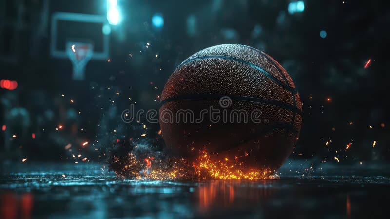Fiery Basketball Court Action Stock Illustration - Illustration of ...
