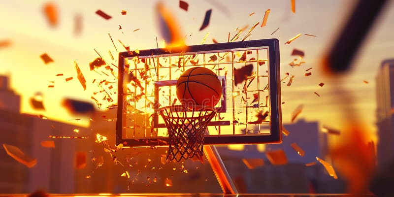 Fiery Basketball Dunk Epic Shot Stock Illustration - Illustration of ...