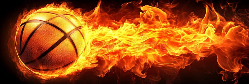 Fiery Basketball Isolated Burning Basketball Engulfed in Fiery Flames ...