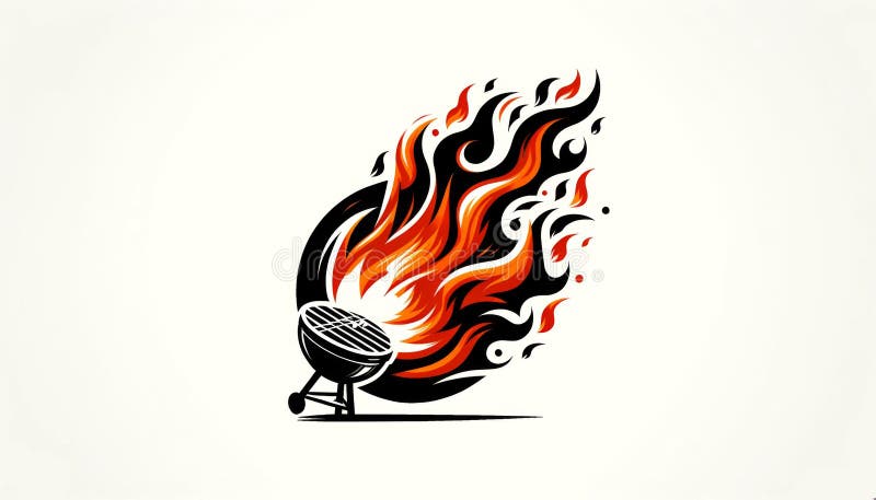 Fiery Bbq Grill Logo Design Summer Grilling Concept Stock Illustration Illustration Of Design
