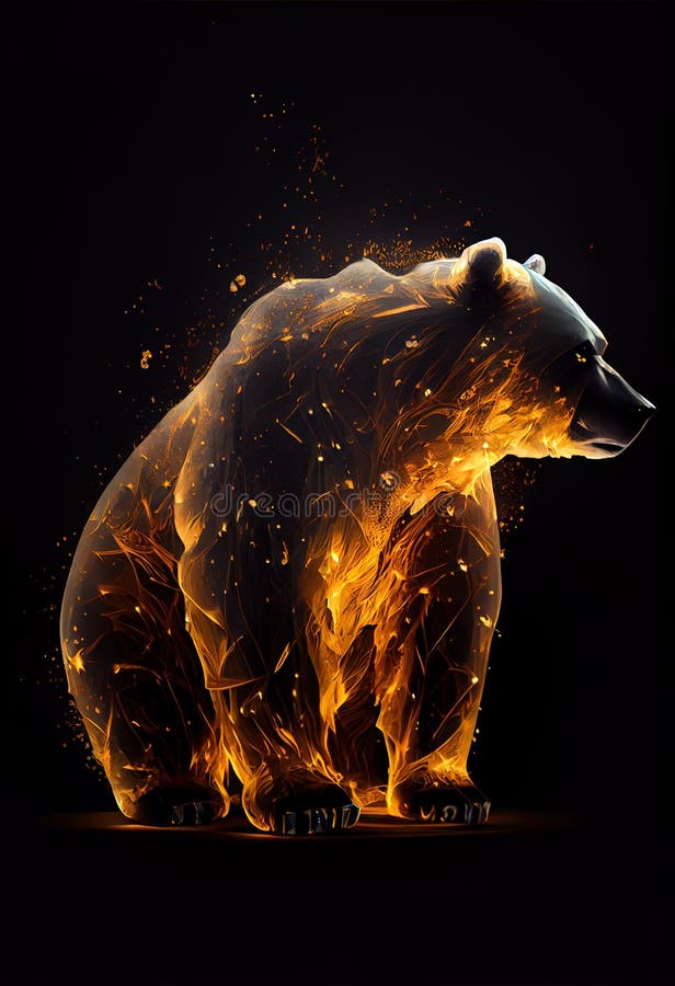 Fiery Bear Print or Logo. Ai Rendered. Stock Illustration ...