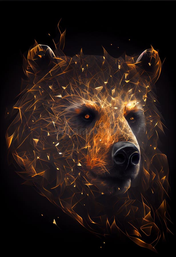 Fiery Bear Print or Logo. Ai Rendered. Stock Illustration ...