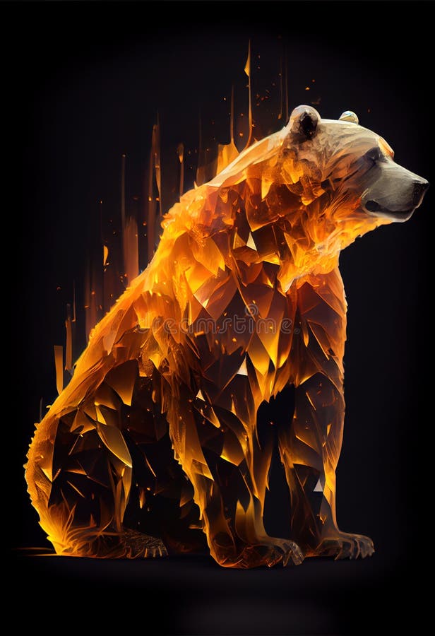 Fiery Bear Print or Logo. Ai Rendered. Stock Illustration ...