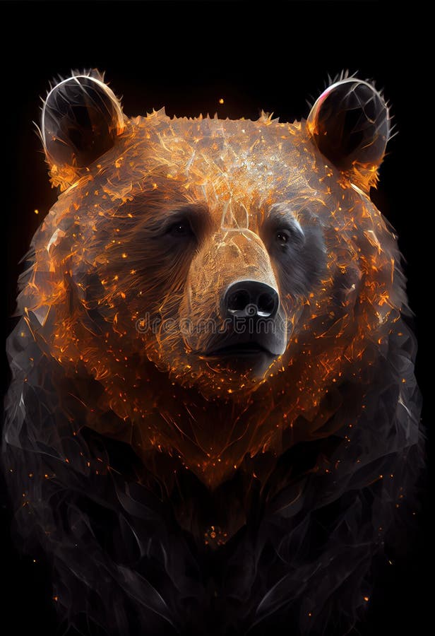 Fiery Bear Print or Logo. Ai Rendered. Stock Illustration ...