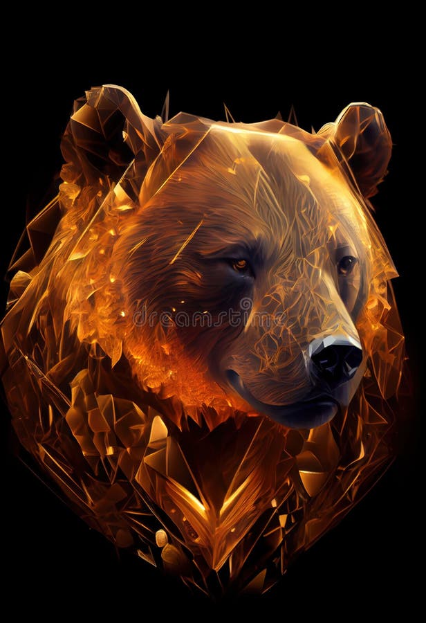 Fiery Bear Print or Logo. Ai Rendered. Stock Illustration ...