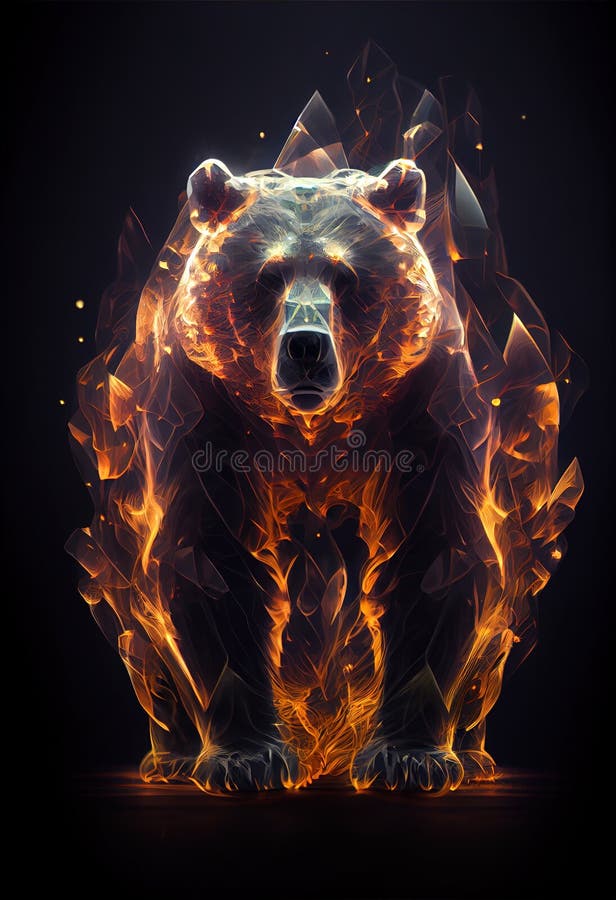 Fiery Bear Print or Logo. Ai Rendered. Stock Illustration ...