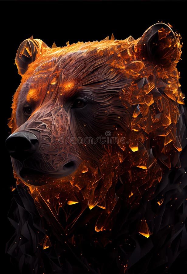 Fiery Bear Print or Logo. Ai Rendered. Stock Illustration ...
