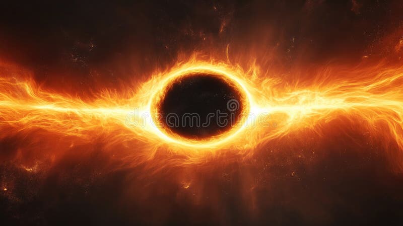 Fiery Black Hole Engulfed in Intense Energy Flames in Deep Space Stock ...