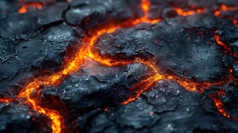 Fiery Black Lava Texture for Background Stock Image - Image of charred ...