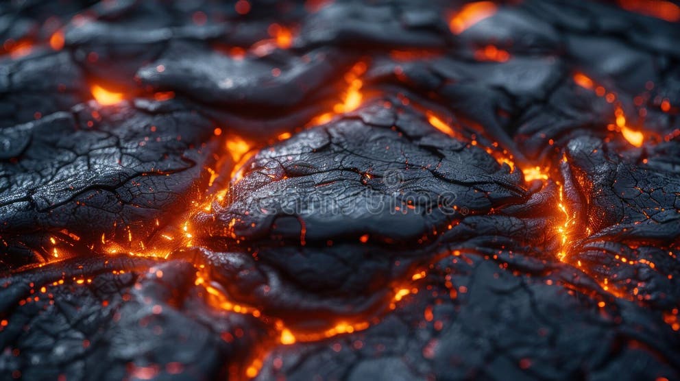 Fiery Black Lava Texture for Background Stock Image - Image of ...