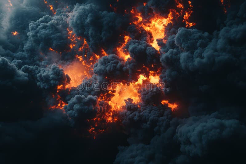 Intense Fire and Dark Smoke Scene. AI Generated Stock Image - Image of ...