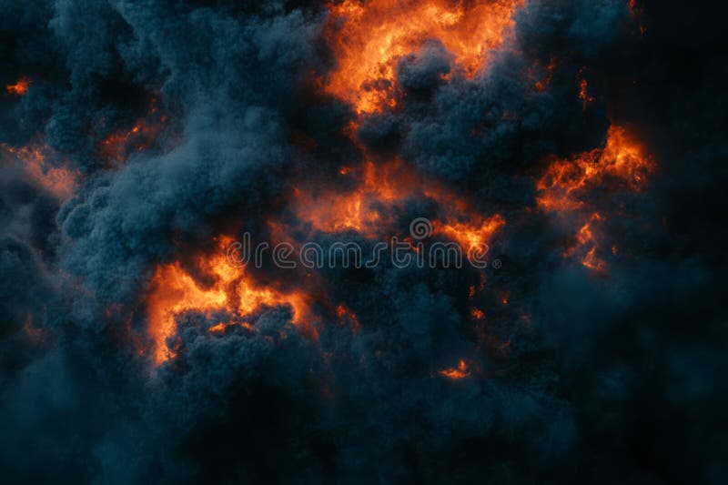 Intense Fire and Dark Smoke Scene. AI Generated Stock Image - Image of ...