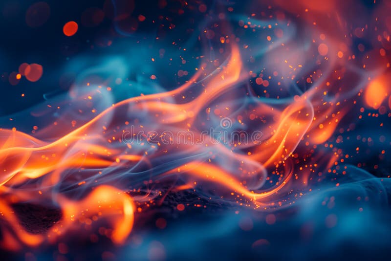 Fiery Blue and Orange Flames Close-up Abstract Wallpaper Background ...