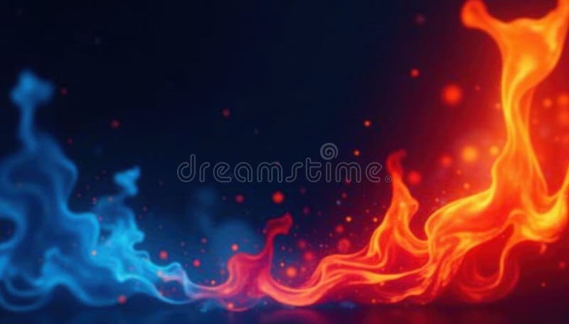Fiery Blue and Red Flames Dance Against a Stark Black Backdrop , Red ...