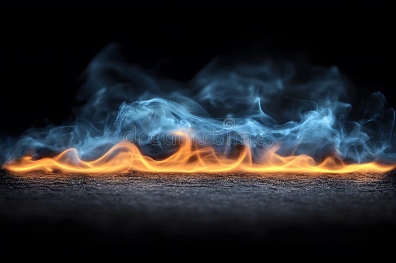 Fiery Blue Smoke on Dark Surface - Dynamic Abstract Fire and Smoke ...