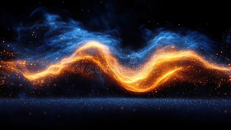 Fiery, Blue Wave Energy Flows, Dark Background, Digital Art, Website ...