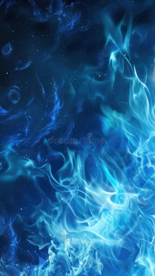 Fiery Blue Waves. Abstract Fire and Water Theme Concept Stock ...