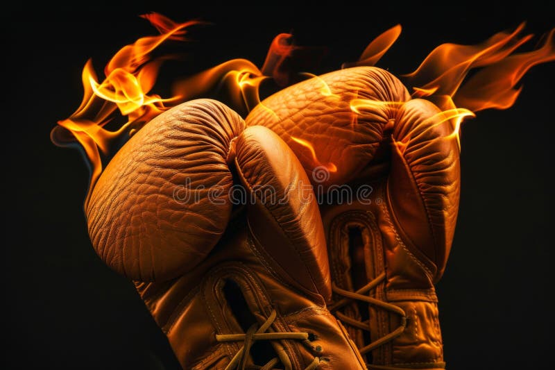 Fiery Boxing Gloves on Black Background Stock Illustration - Illustration of striking, sports ...
