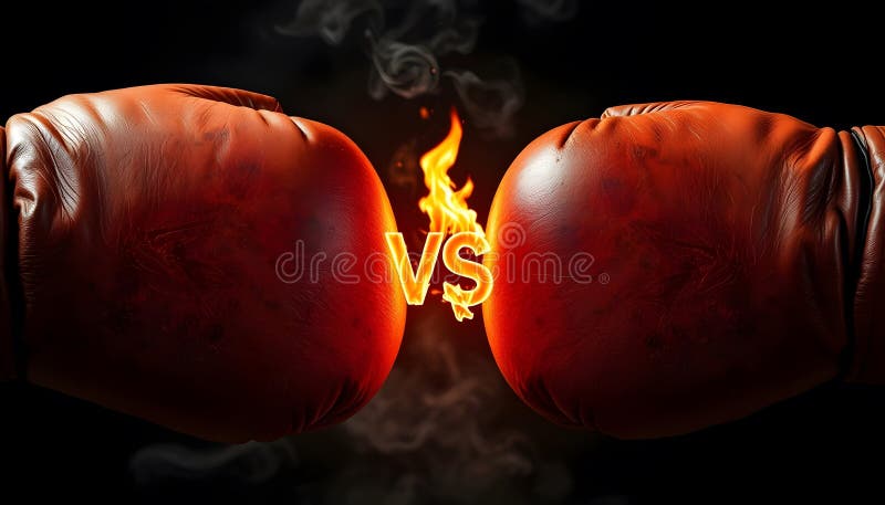 Fiery Boxing Gloves Clash: a Visual Metaphor for Competition Stock ...