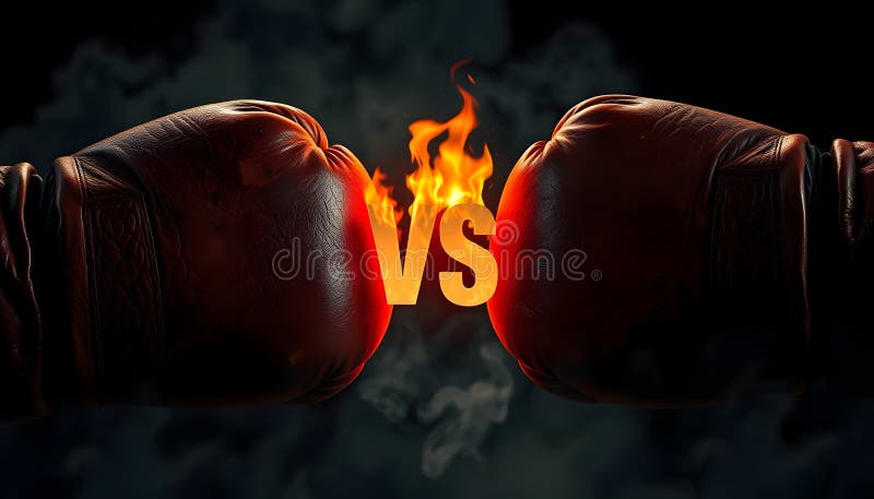 Fiery Boxing Gloves Clash: a Visual Representation of Intense ...