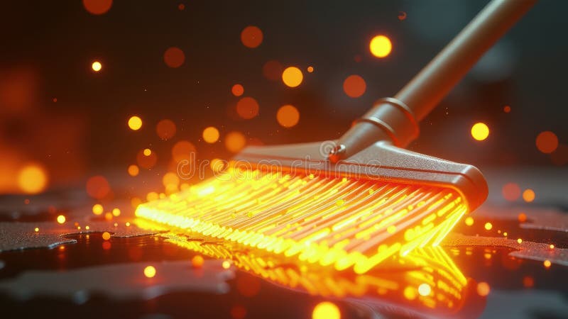 Fiery Broom Sweeping Away Problems Stock Illustration - Illustration of ...