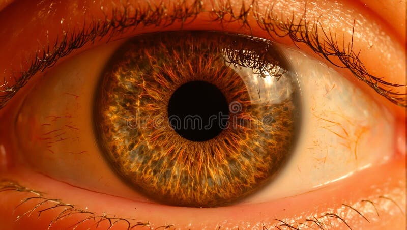 Fiery Brown Eye with Orange Undertones Captivating and Intense Stock ...