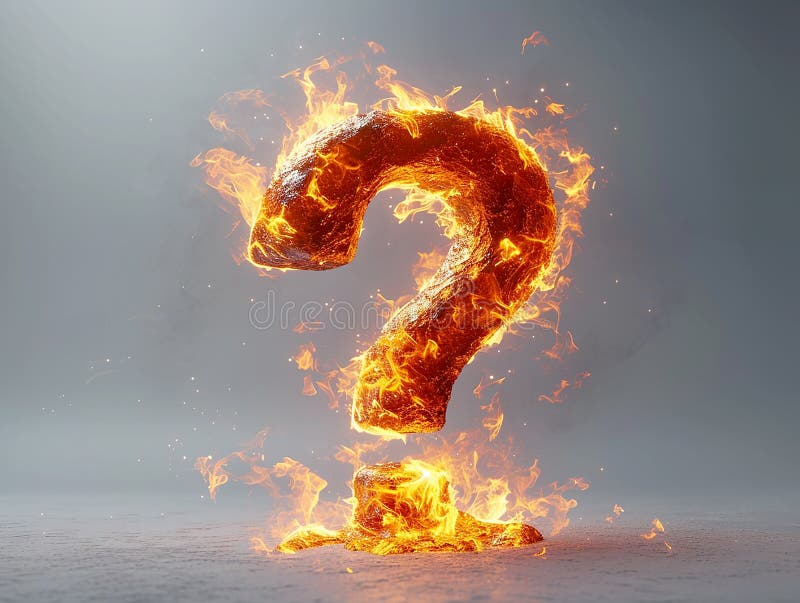 Fiery Burning Question Mark on a Light Background Stock Illustration ...