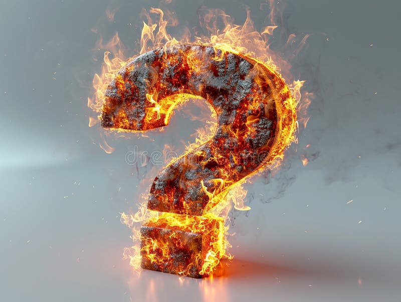 Fiery Burning Question Mark on a Light Background Stock Illustration ...