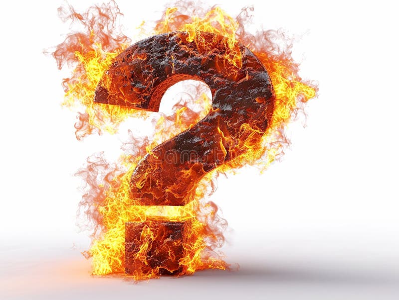 Fiery Burning Question Mark on a Light Background Stock Illustration ...