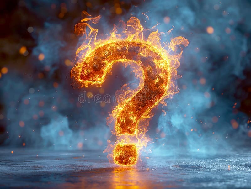 Fiery Burning Question Mark on a Light Background Stock Illustration ...