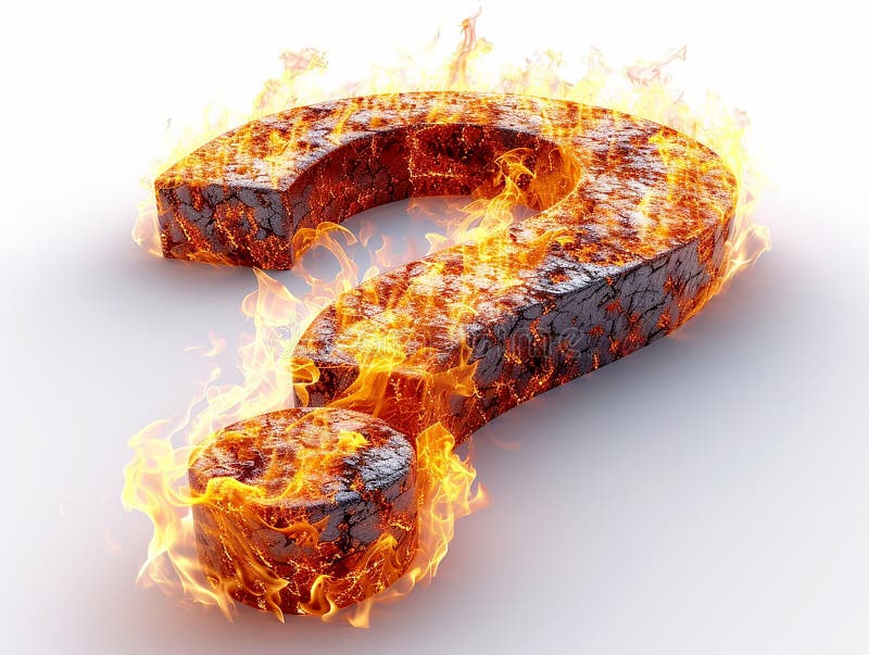 Fiery Burning Question Mark on a Light Background Stock Illustration ...