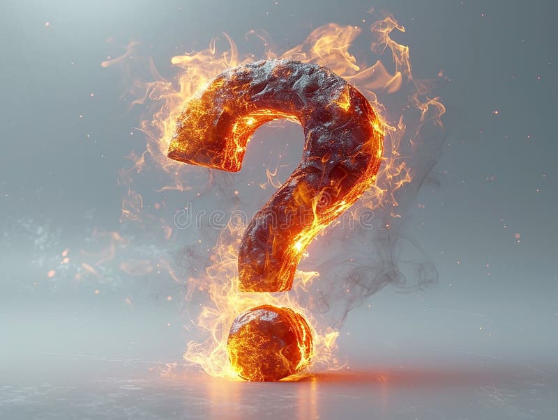 Fiery Burning Question Mark on a Light Background Stock Illustration ...